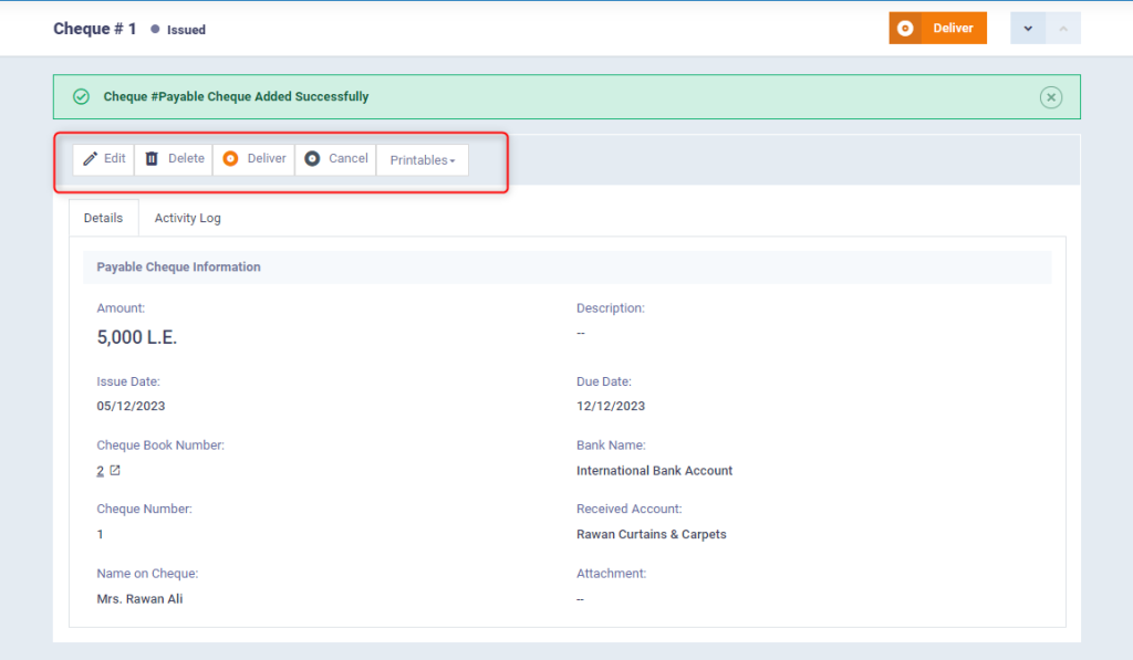 Guide for the Cheque Cycle in Daftra - Daftra Knowledge Base