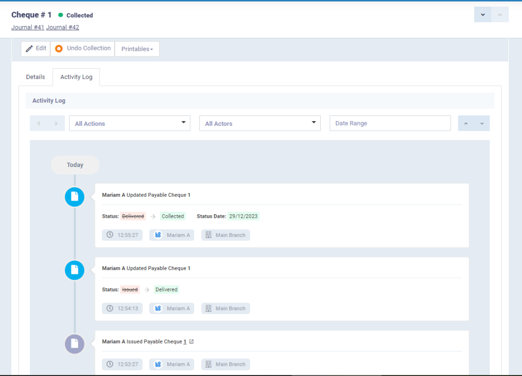 Guide for the Cheque Cycle in Daftra - Daftra Knowledge Base