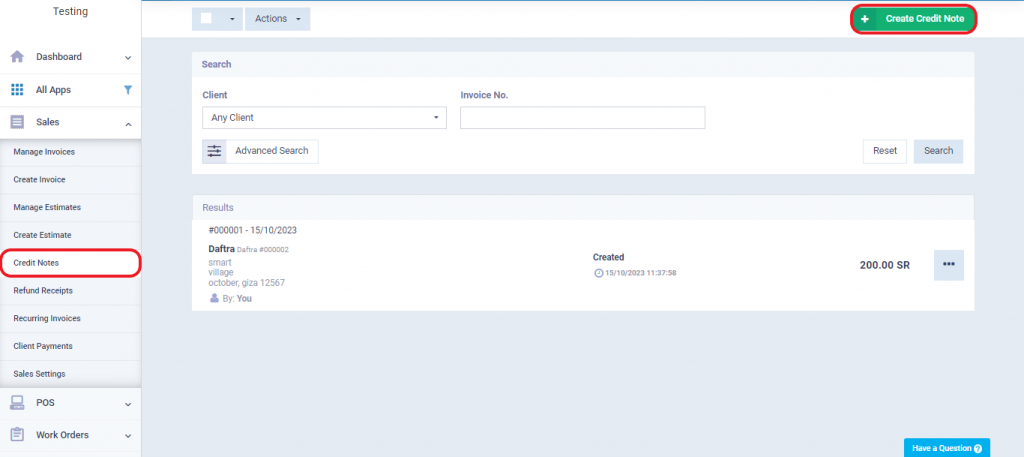 Issuing Credit Notes and Return Invoices - Daftra Knowledge Base
