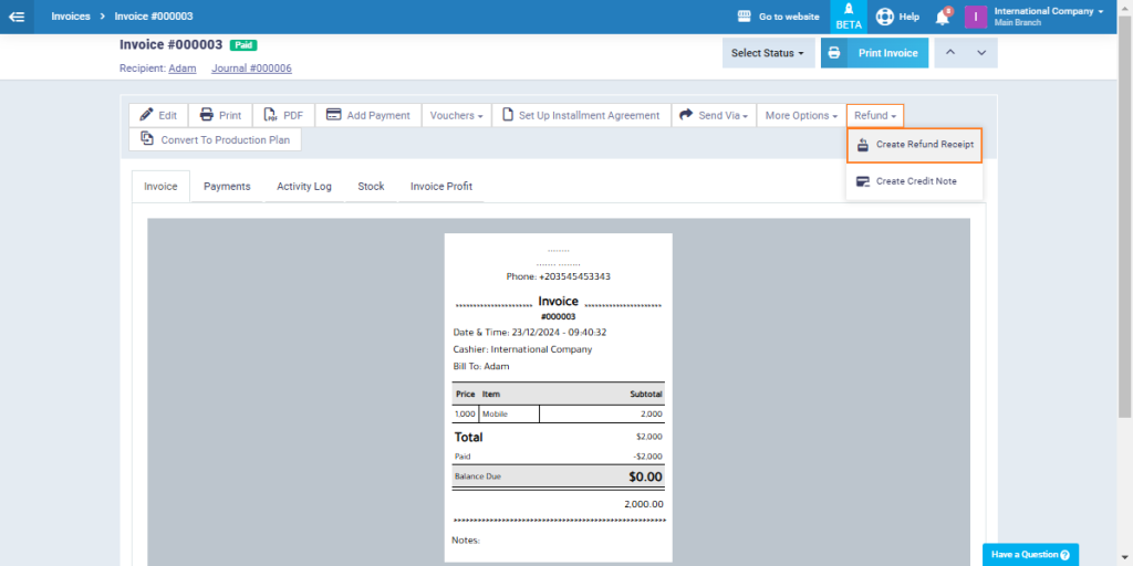 Issuing Credit Notes and Return Invoices - Daftra Knowledge Base