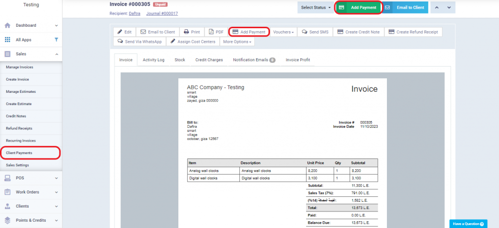 Invoice Payment Methods - Daftra Knowledge Base