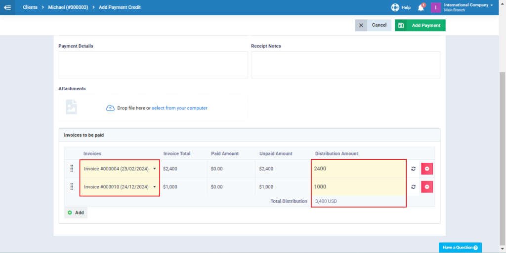 Manual Distribution of Payments to Invoices - Daftra Knowledge Base