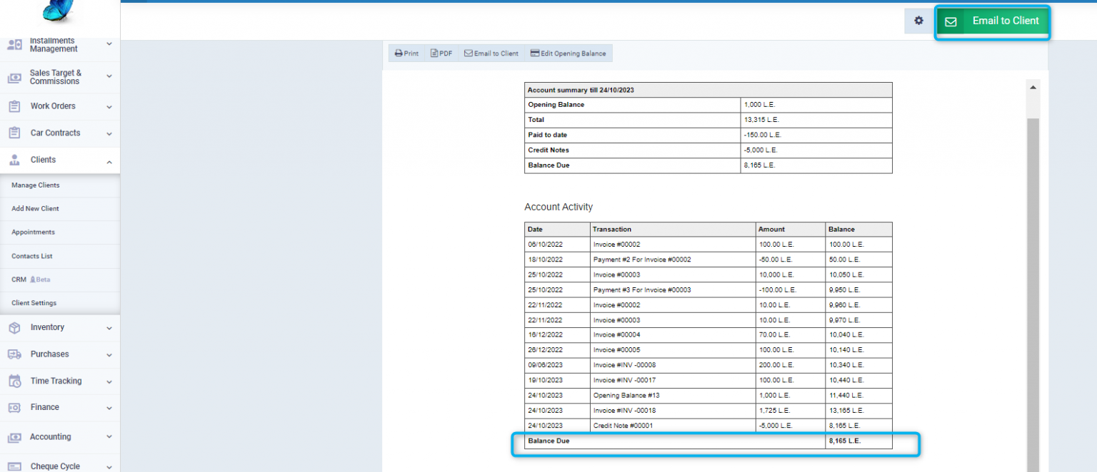 Different Client Balances and Client Statement - Daftra Knowledge Base