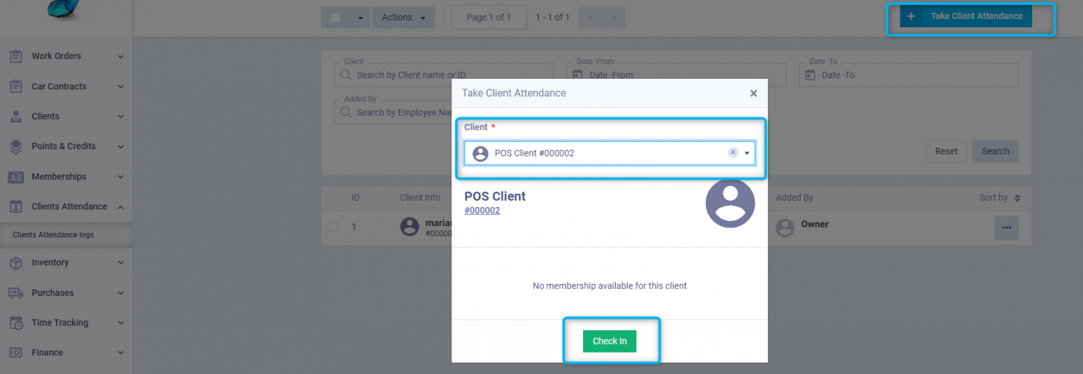 Logging a Client Attendance - Daftra Knowledge Base