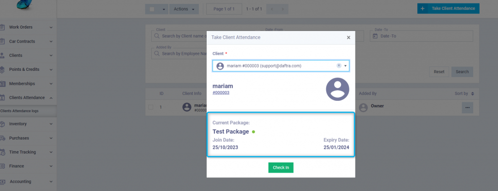 Logging a Client Attendance - Daftra Knowledge Base