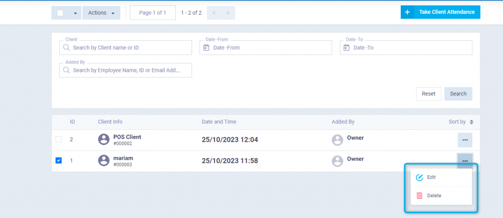 Logging a Client Attendance - Daftra Knowledge Base