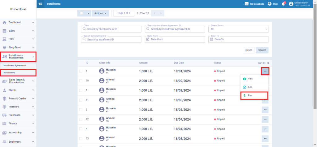 Installment Agreements - Daftra Knowledge Base