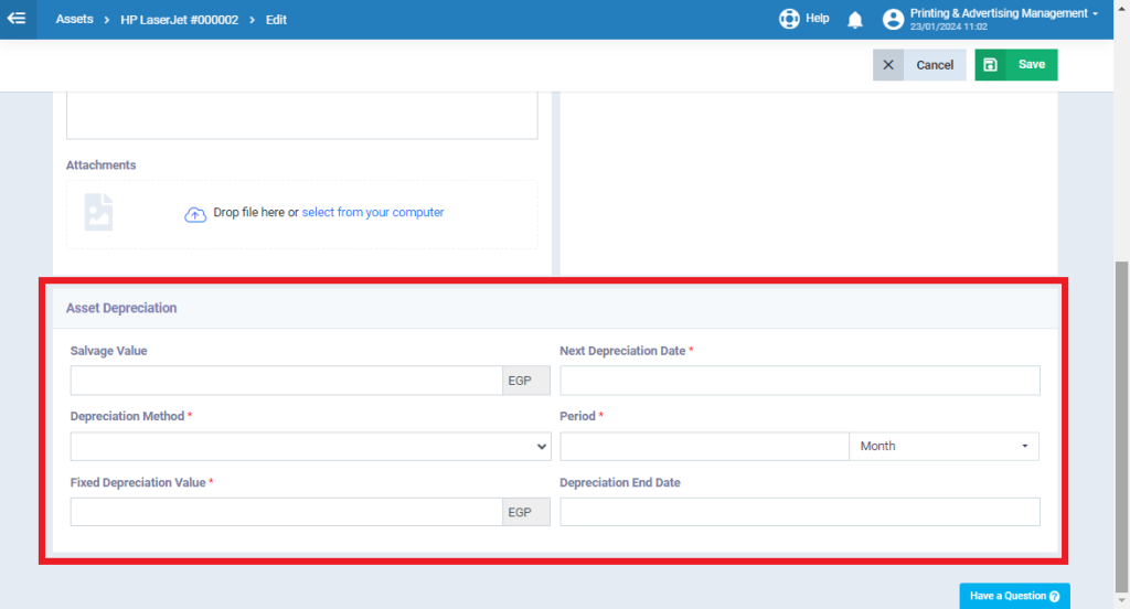 Printing Assets Depreciation - Daftra Knowledge Base