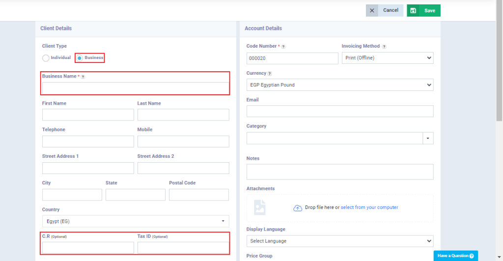 Adding a New Client - Daftra Knowledge Base