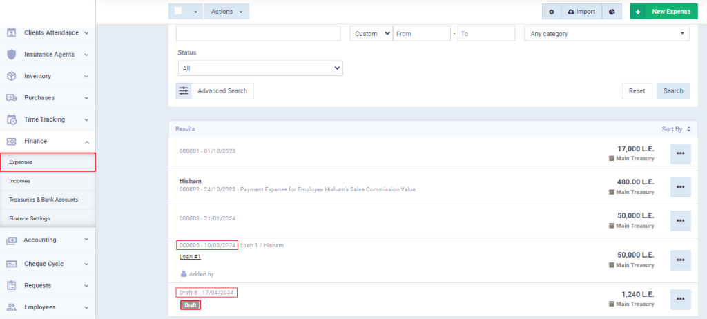 Issuing Expenses and Income as Drafts and Their Properties - Daftra ...