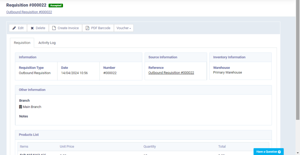 Stock Requests - Daftra Knowledge Base