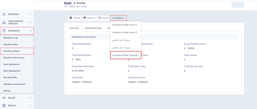 Attendance Printable Templates - Daftra Knowledge Base