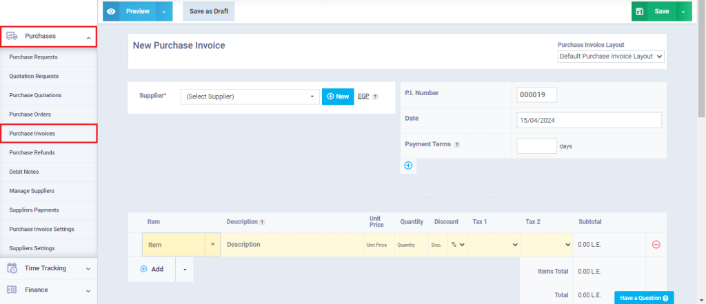 Purchase Invoice Custom Fields - Daftra Knowledge Base