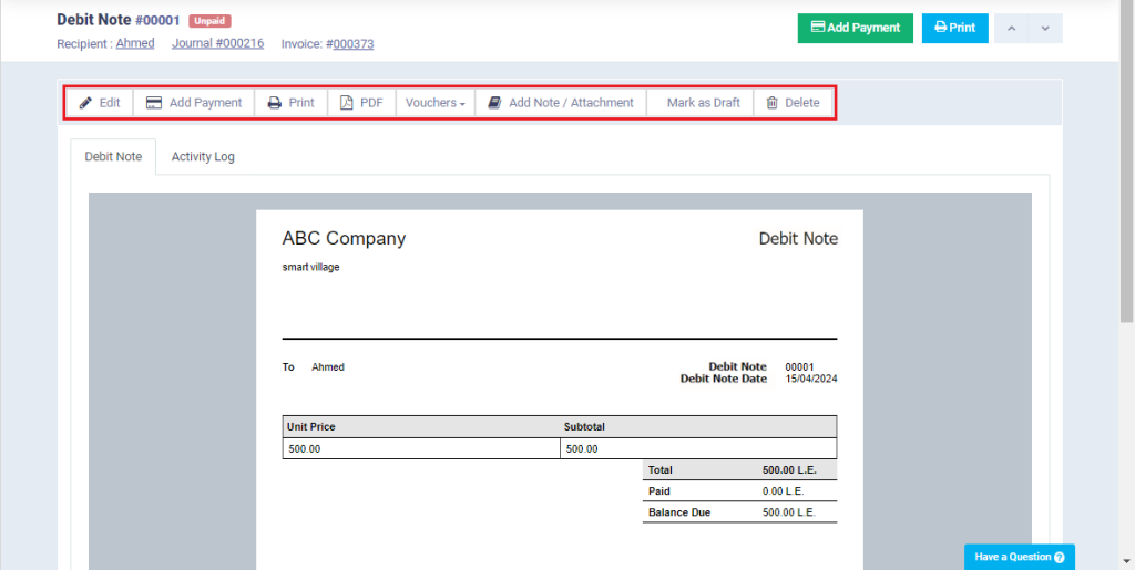 Issue a Debit Note for Sales Invoice - Daftra Knowledge Base
