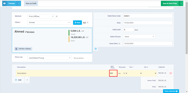 Issue a Debit Note for Sales Invoice - Daftra Knowledge Base