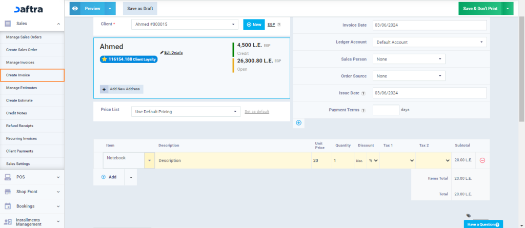 Display Invoice Profit - Daftra Knowledge Base