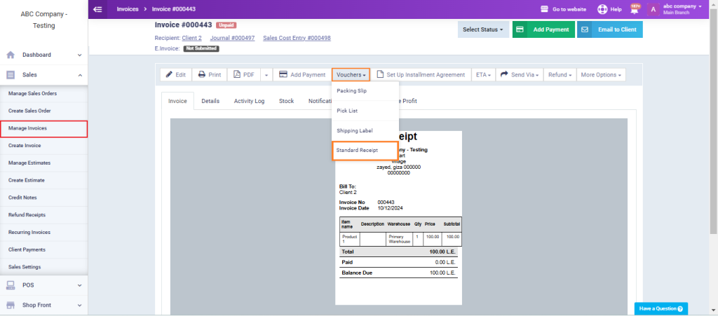 Displaying Item Columns in the Receipt Template - Daftra Knowledge Base