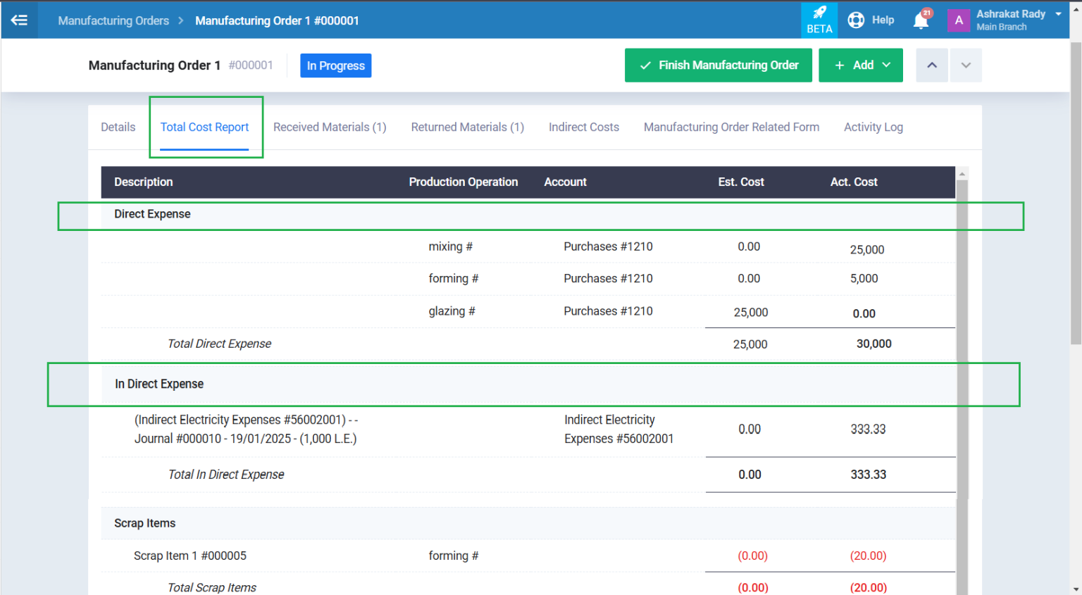 View Total Cost Report - Daftra Knowledge Base