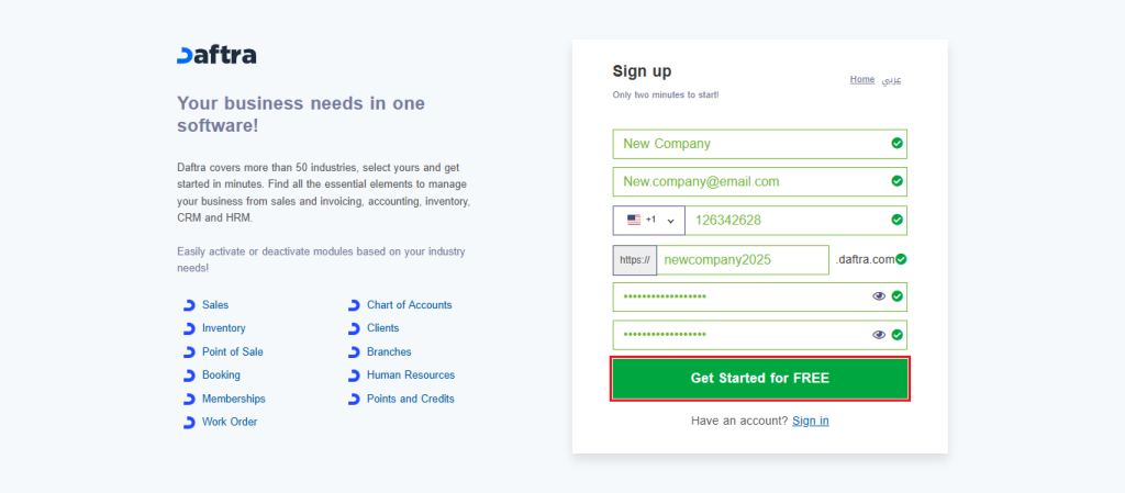 System Registration Guide - Daftra Knowledge Base