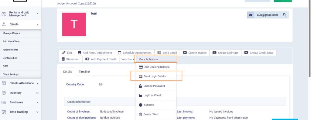 Solve the issue of being unable to send the client’s login credentials - Daftra Knowledge Base